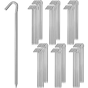 MySit 9" Tent Stakes Inflatable Stake 60 Pack, Heavy Duty Galvanized Metal Tent Pegs Garden Staples Ground Pins Camping Fence Hooks for Inflatables, Outdoor Garden Christmas Decorations, Trap