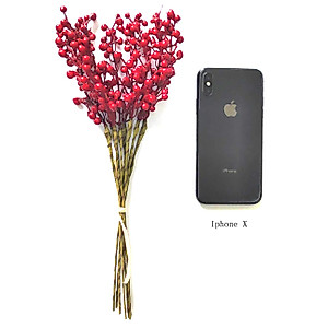 efivs arts Artificial Red Berry,8 Pack Holly Christmas Berries Stems for Christmas Tree Decorations, Crafts, Holiday and Home Decor (red)