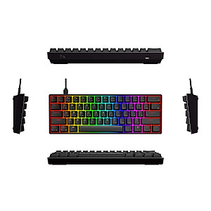 AG AC61M GK61 RGB Gaming Keyboard - 61 Keys Aluminum Case Two USB-C Ports PBT Keycap Hot Swappable Programmable for PC/Mac Gamer (Gateron Optical Blue, Black Color)