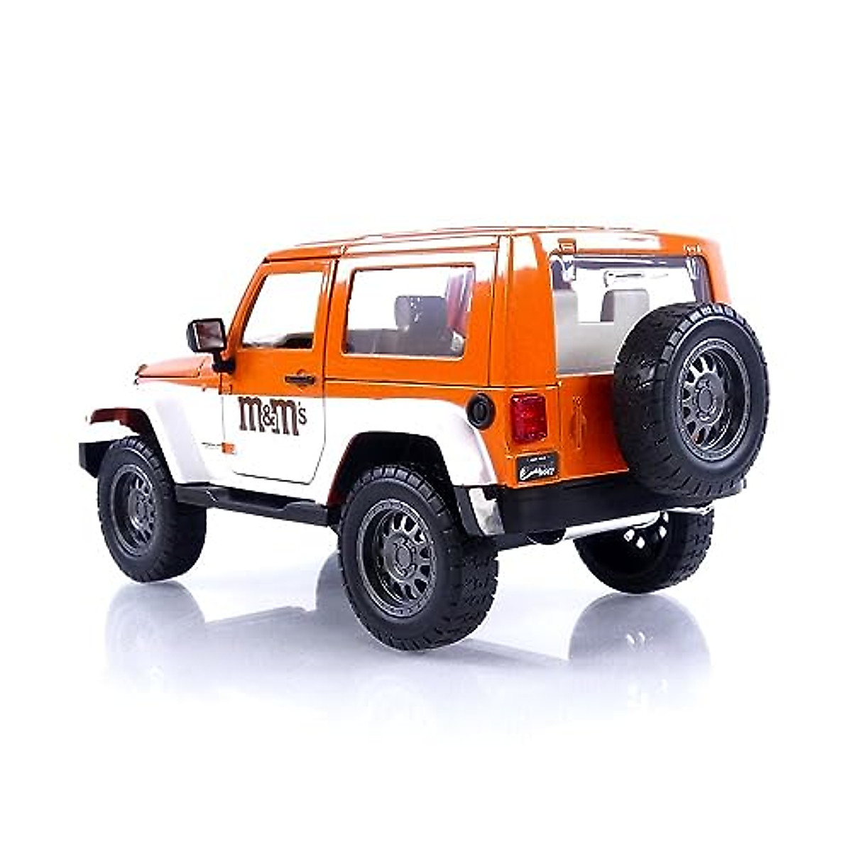 M&M's 1:24 2007 Jeep Wrangler Die-cast Car & 2.75" Orange Figure, Toys for Kids and Adults