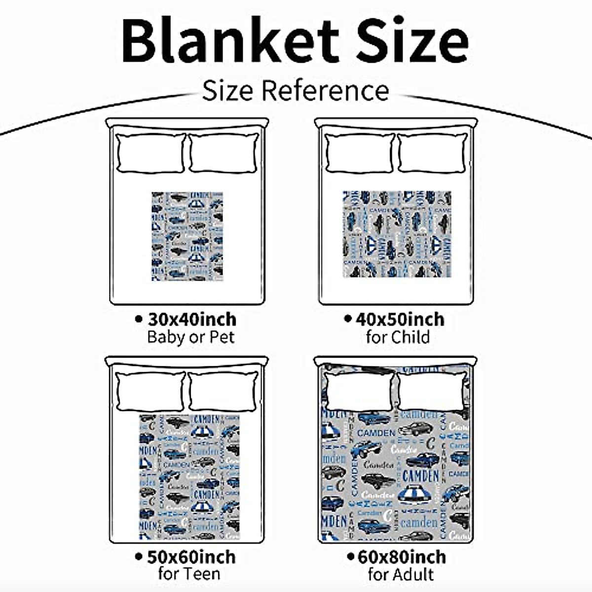 Personalized Car Blanket with Name for Boys, Custom Name Blanket for Kids, Soft Flannel Car Toddler Blanket Customized Gift for Birthday Christmas Baby Shower Newborn Gift 30" X 40"