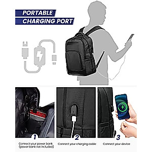 LOVEVOOK Laptop Backpack,17.3 Inch Durable Water Resistant Anti-theft Business Travel Backpack with USB Port, Mens Professional Multi-function Smart Computer Backpack for Work Commuter College,Black