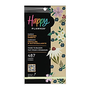 Happy Planner Sticker Pack for Calendars, Journals, and Planners, Multicolored Scrapbook Accessories, Made to Bloom Theme, Classic Size, 30 Sheets, 487 Total Stickers