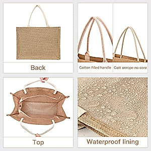 ALAZA Union Jack British Flag Fashion Jute Tote Bags Women Grocery Shopping Bags with Handles for Outdoor Travel 14.2 x 12.6 x 7.1 inches