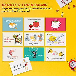 Better Office Products 50 Pack Funny Thank You Cards, 4 x 6 in with Envelopes, Funny Pun Notecards, 10 Cover Designs, 50 Count Boxed Set