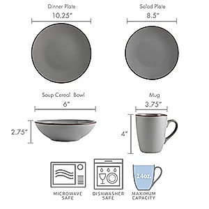 Pfaltzgraff Pierce 16-Piece Dinnerware Set, Service for 4, Gray