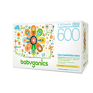 Babyganics Baby Wipes, Unscented, Packaging may vary, 100 Count (Pack of 6)
