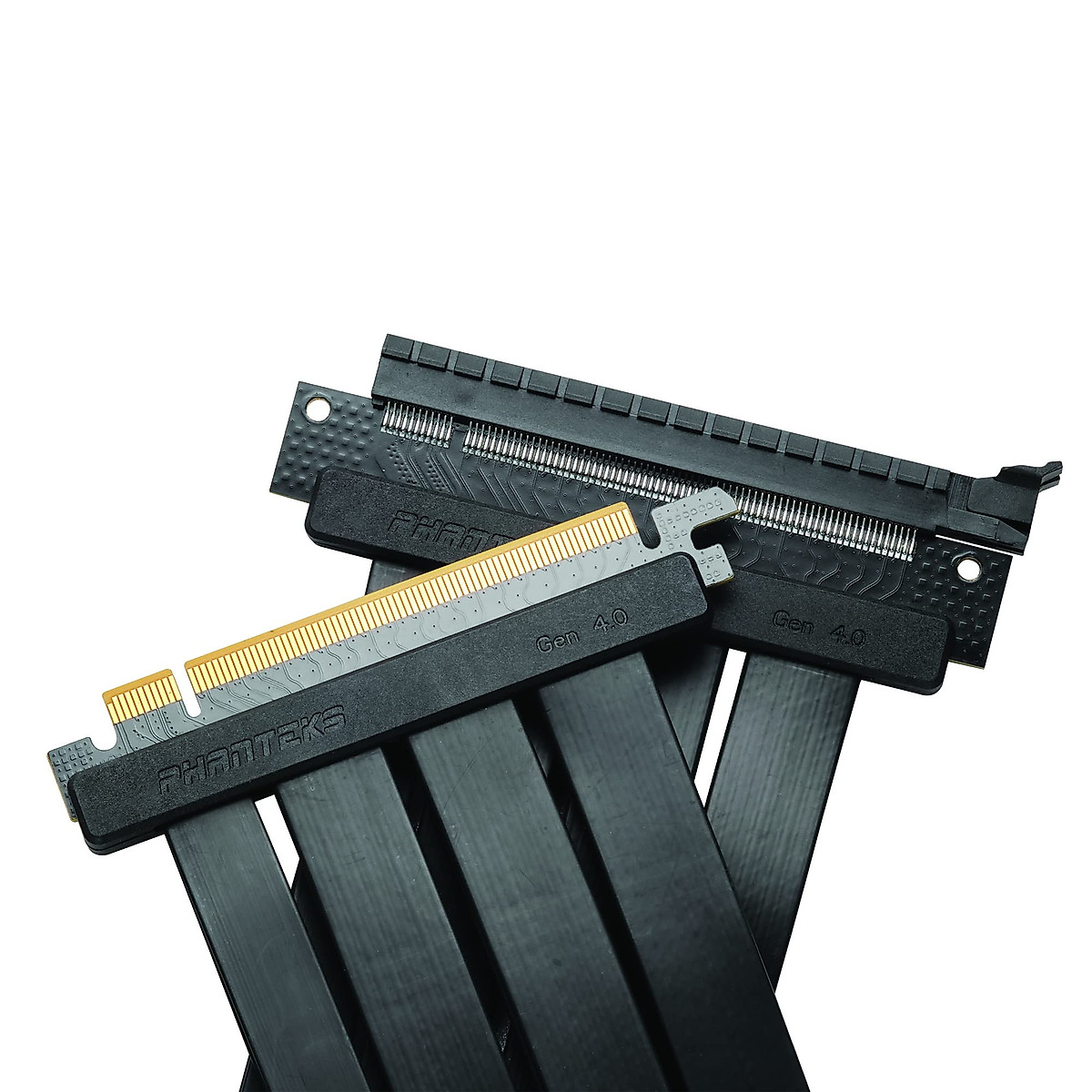 Phanteks (PH-CBRS4.0_FL15) 150mm Flat Line PCI-E gen4.0 x16 Rise Cable, 90 Degree Adapter, Black