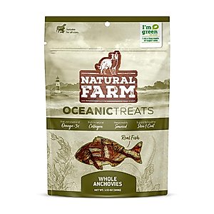 Natural Farm Real Fish Dried Fish Dog Treats- Dried Anchovies- Natural Dried Fish Dog Treats- Sustainably Sourced Fish,1 Ingredient - Anchovies, Collagen, Omega 3,Vitamin B&D for a Shiny Coat