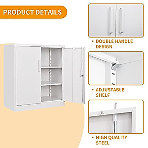 Metal Storage Cabinet with 2 Doors, Lockable Steel Storage Cabinet with 2 Doors and Adjustable Shelves, Steel Lockable File Cabinet, Locking Tool Cabinets for Office,Home,Garage