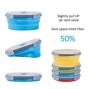 Collapsible Food Storage Containers with Lid, Bundle of 3 Sizes, 12 Pack, Kitchen Stacking Silicone Collapsible Meal Prep Container Set for Leftover, Microwave Freezer Dishwasher Safe, 4 Colors
