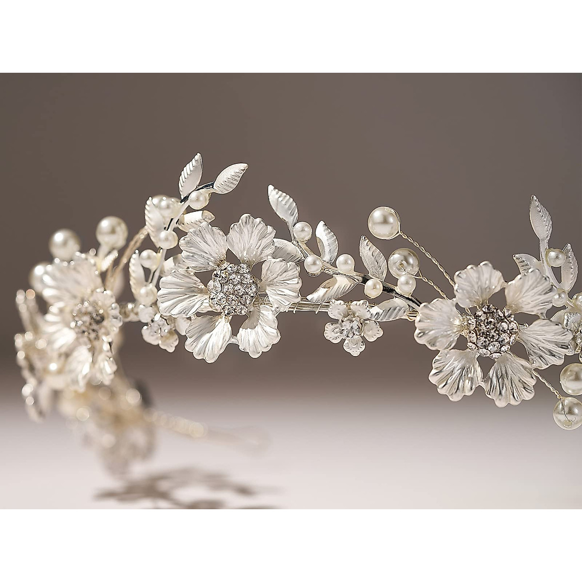 SWEETV Bridal Headband Silver Tiara for Bride Headpieces for Wedding Hair Accessories for Brides Prom Photography