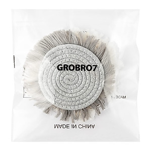 GROBRO7 4Pcs Cotton Trivets Pot Holders for Kitchen Heat Resistant Hot Mats with Tassel Hand Woven Potholder Rustic Boho Style Farmhouse Home Decor Washable Hot Pads for Baking and Cooking 7.7 in Gray