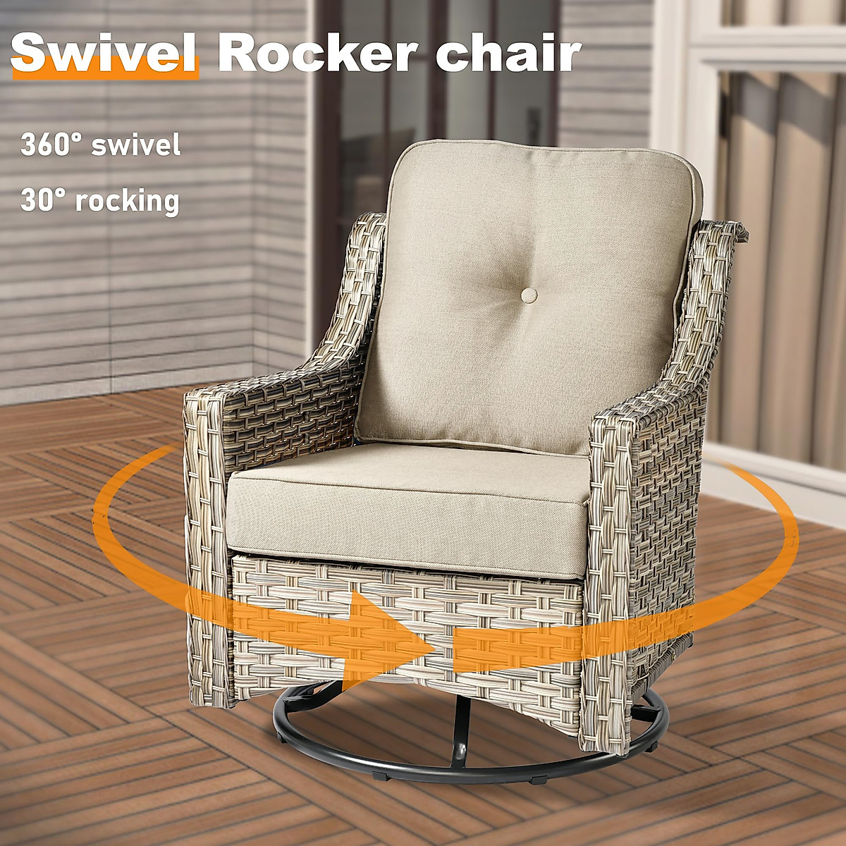 XIZZI Wicker Outdoor Furniture Patio Furniture Set - Patio Conversation Set,Outside Rattan Sofa Set for Garden,Poolside,Backyard,Deck (Beige, 8PCS,9 Seats+Coffee Table)