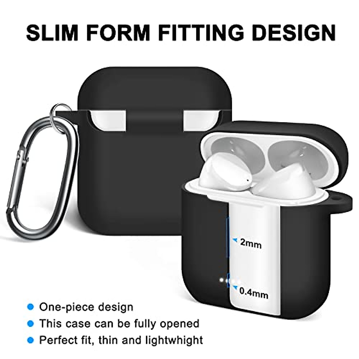 MOLOPPO Protective Silicone Case Compatible with Tozo t6, Front LED Visible, Premium Accessory Shockproof tozo t6 Case Cover with Keychain,Black