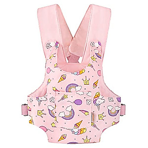 GAGAKU Doll Carrier Doll Accessories Stuffed Animal Carrier with Adjustable Straps for Kids – Pink (Stars)