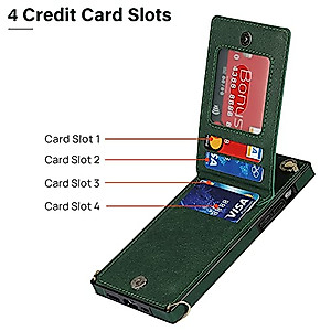 Pretocter Universal for iPhone 12 iPhone 12 Pro Crossbody Wallet Case with Credit Card Holder, Detachable Cross Body Strap Lanyard Kickstand Shockproof Magnetic Leather Phone Cover, 6.1 inch Green