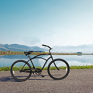 Tracer ACE 26" Beach Cruiser Bike Adult, 26 Inch Wheels, Steel Step Over or Step Through Steel Frame, Coaster Brake, Hybrid Bike, 1 Speed, Complete Cruiser, Matte Black(Male, M)