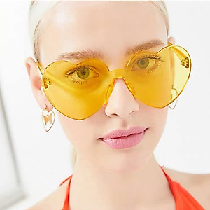 BOMEX 8 Pcs Heart Shape Sunglasses Party Sunglasses Rimless Transparent Candy Color Frameless Glasses Eyewear