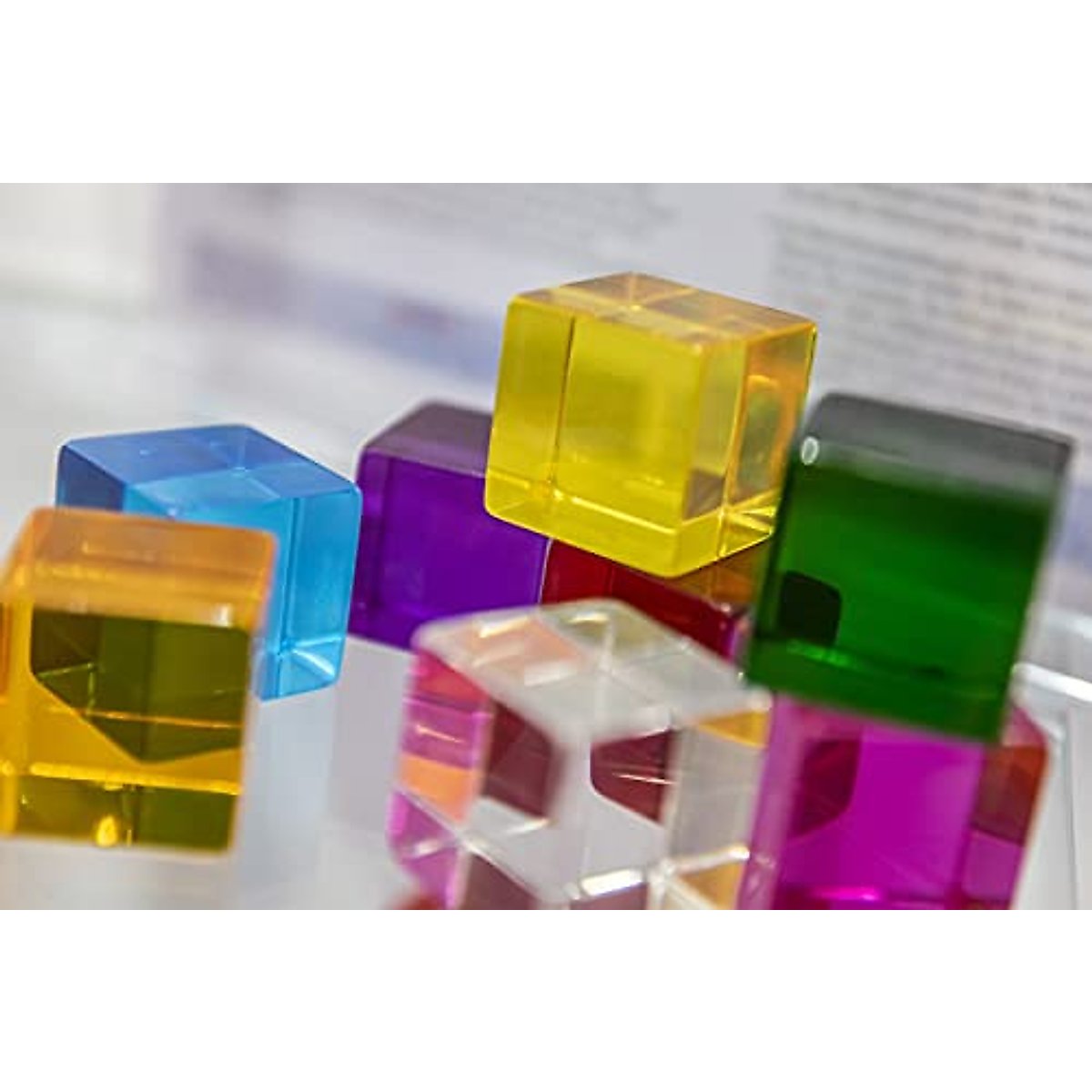 TickiT Perception Cubes - Set of 8 - Assorted Colors - Transparent Manipulatives for Visual Sensory Play - Observe Light and Color-Mixing - Light Panel Accessory