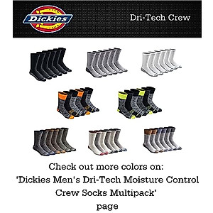 Dickies Men's Dri-Tech Essential Moisture Control Crew Socks, Available in M-XXL (6, 12, Solid Khaki (6 Pairs), Large