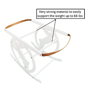 MYBASSINET Moses Basket Rocker Stand Antique White Stand for Baby Infants Durable and Sturdy Natural Wood Rocking Feature Modern Design Safe and Secure Fits Moses Baskets 32.5X16.5X14 Inch
