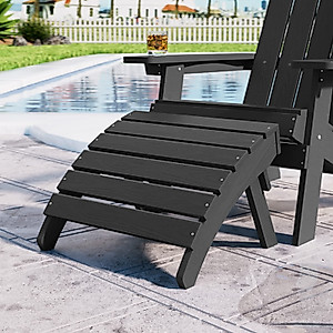 MXIMU Folding Adirondack Ottoman, Plastic Adirondack Footstool, Premium All Weather Ottoman for Adirondack Chairs, Wide Use in Backyard, Garden, Lawn, Porch, Poolside (Black)