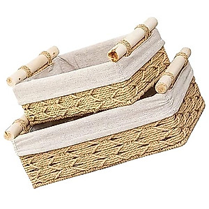 Cabilock 2pcs Pastoral Style Rope Storage Basket Storage for Desk Basket for Storage Paper Rope Basket Handcrafted Basket Decor Toy Storage Bins Woven Storage Basket Woven Basket