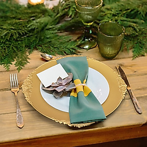 Okllen 12 Pack Gold Charger Plates, 13" Round Charger Plates with Embossed Rim, Decorative Dinner Charger Serving Plates for Catering, Wedding, Tabletop Decor