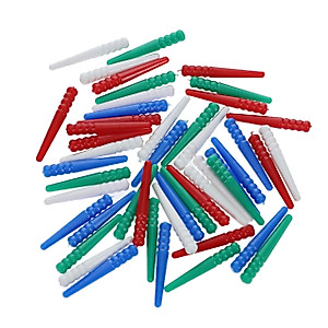 WE Games 48 Standard Plastic Cribbage Pegs w/a Tapered Design in 4 Colors - Red, White, Blue & Green