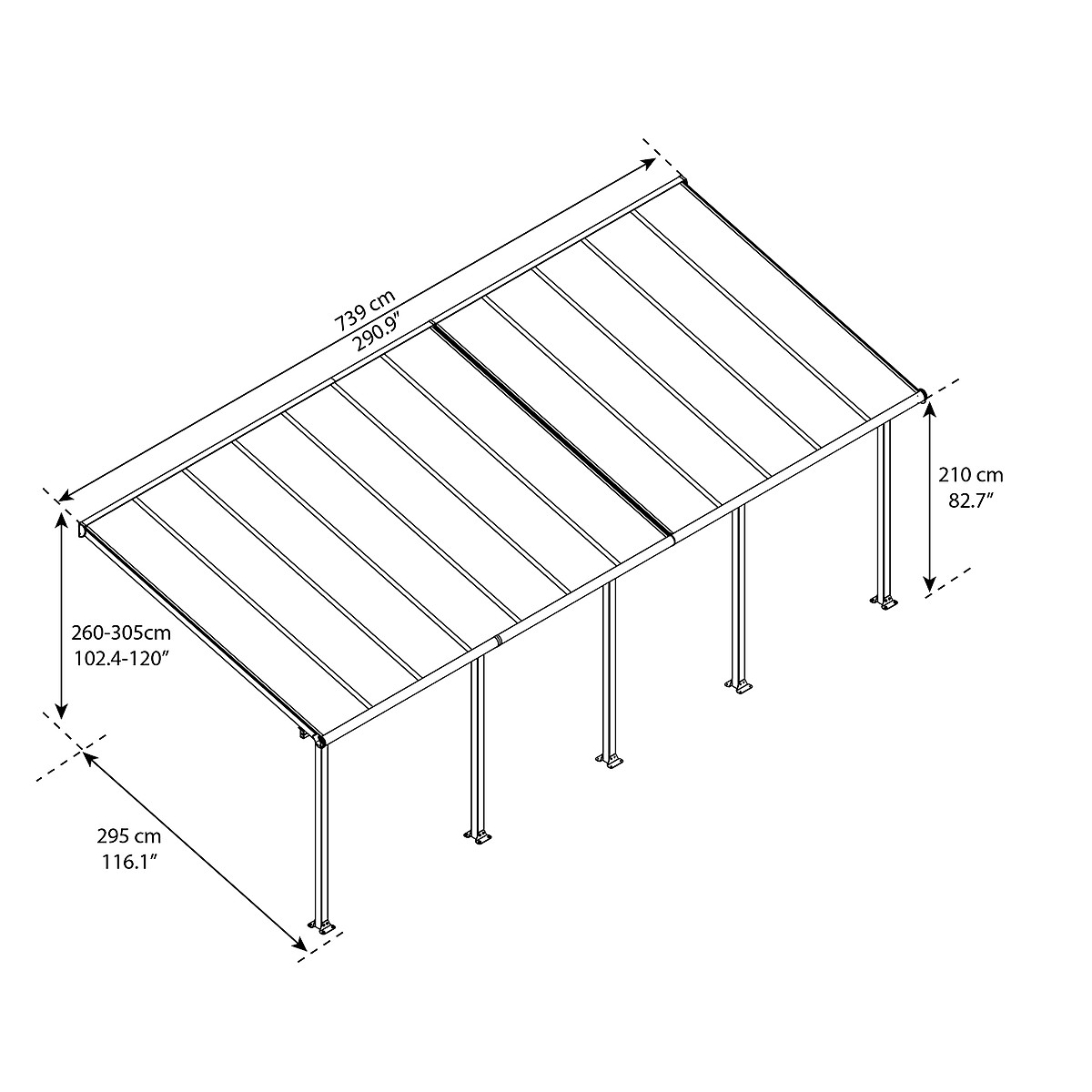 Palram - Canopia Olympia 10' x 24' Patio Cover - White/White