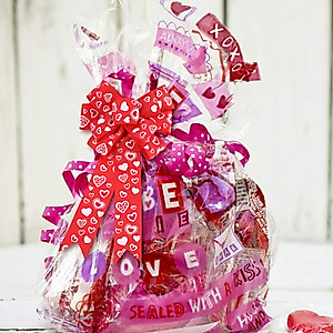 6 Pieces Valentine's Day Bows Decoration 5.9 x 11.8 Inches Red and White Heart Printed Bow for Valentine's Day Crafts DIY Bow Decoration