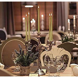 Hyoola Tall Taper Candles - Metallic Gold Dripless Dinner Candle Sticks - Paraffin Wax with Cotton Wicks - 10 Inch (25cm) - 8 Hour Burn Time (24 Pack)