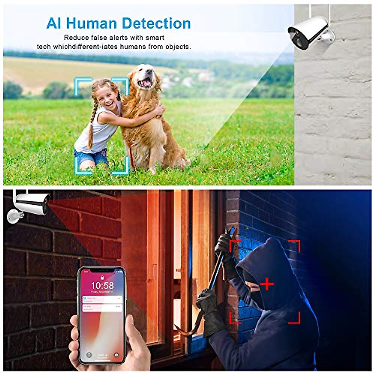 LaView Security Cameras Wireless Outdoor,1080P HD Battery Powered 14400mAh, Outdoor Security Cameras with AI Motion Detection, Night Vision,IP65 Waterproof, SD Slot & USA Cloud Service