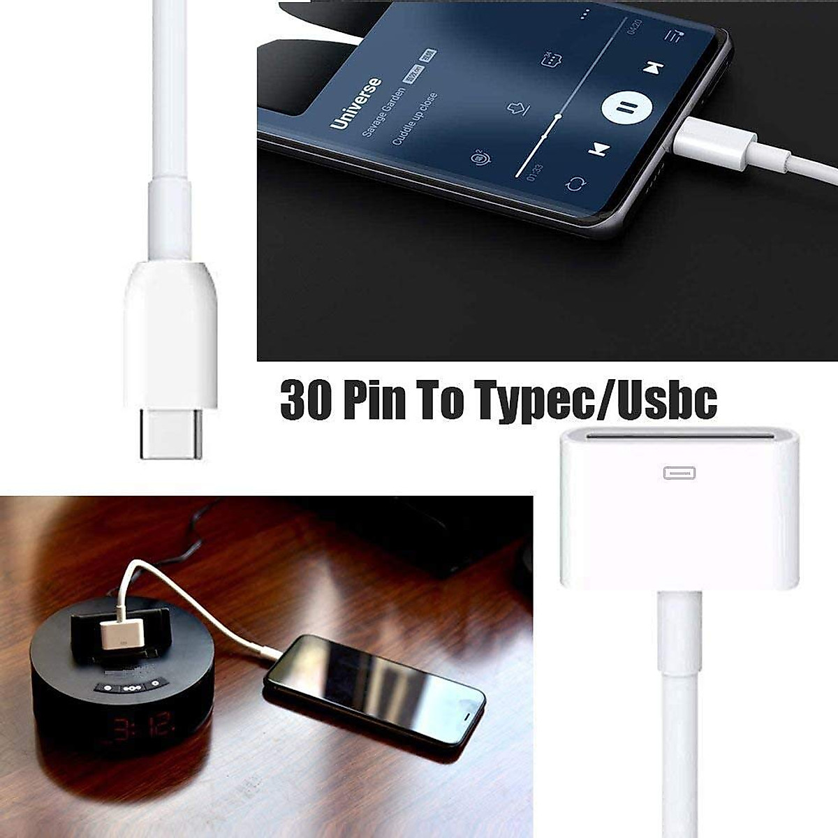 SPY SEE OPEN YOUR EYES 30-Pin Female to USB 3.1 Type C Male USB-C Adapter Cable Computers Components Accessories (White)