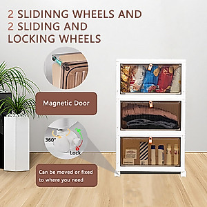 3 Tier Stackable Storage Bins,23QT plastic storage boxes with wheels and lid,closet storage organizer,Suitable for folding storage boxes in offices,dormitories,bedroom, and kitchens(3 -Tiers 69Qt)