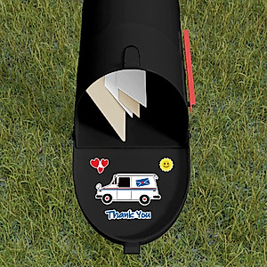 (2x) Thank You Mailbox Sticker Decal, Outdoor Sticker for Mailbox Mail, Truck, Long Lasting Quality Postal Decal with Love and Support for Mail Carrier, Die Cut Outdoor or Indoor