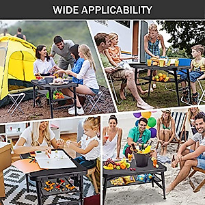 imodomio Small Folding Camping Table Portable - Adjustable Height Fold Up Table with Mesh Layer Foldable Table Lightweight with Carry Handle for Outdoor Hiking Camp BBQ Picnic Beach Cooking