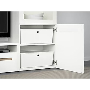 I-K-E-A KUGGIS Plastic Storage Box With Lid & Handles White Large Clothes Arts & Crafts, Game Accessories Or Bulky Items Organizer Besta Shelf Unit 14 1/2x21 ¼x8 ¼ ''