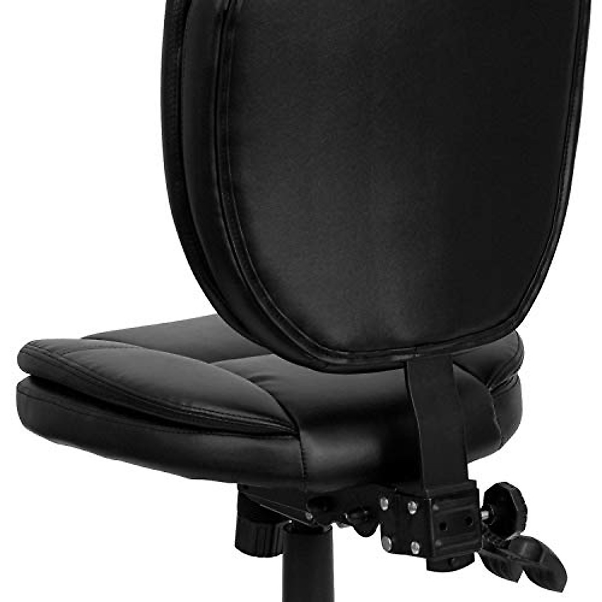 Flash Furniture Caroline Mid-Back Black LeatherSoft Multifunction Swivel Ergonomic Task Office Chair with Pillow Top Cushioning
