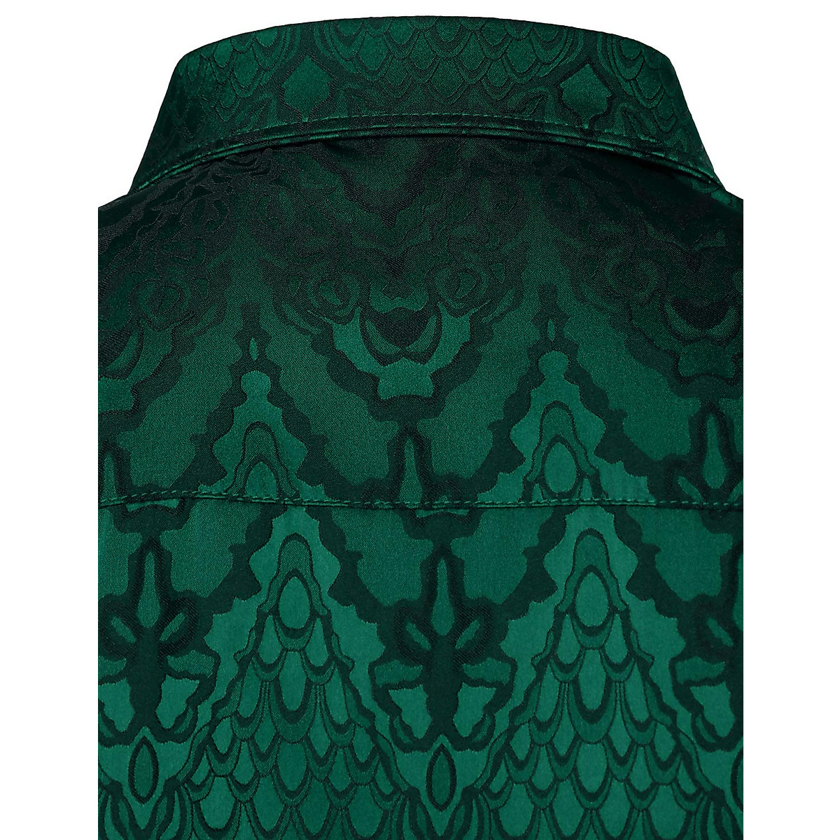 ZEROYAA Men's Hipster Slim Fit Long Sleeve Gothic Jacquard Button Up Dress Shirts for Party Prom ZLCL32-Emerald XX-Large