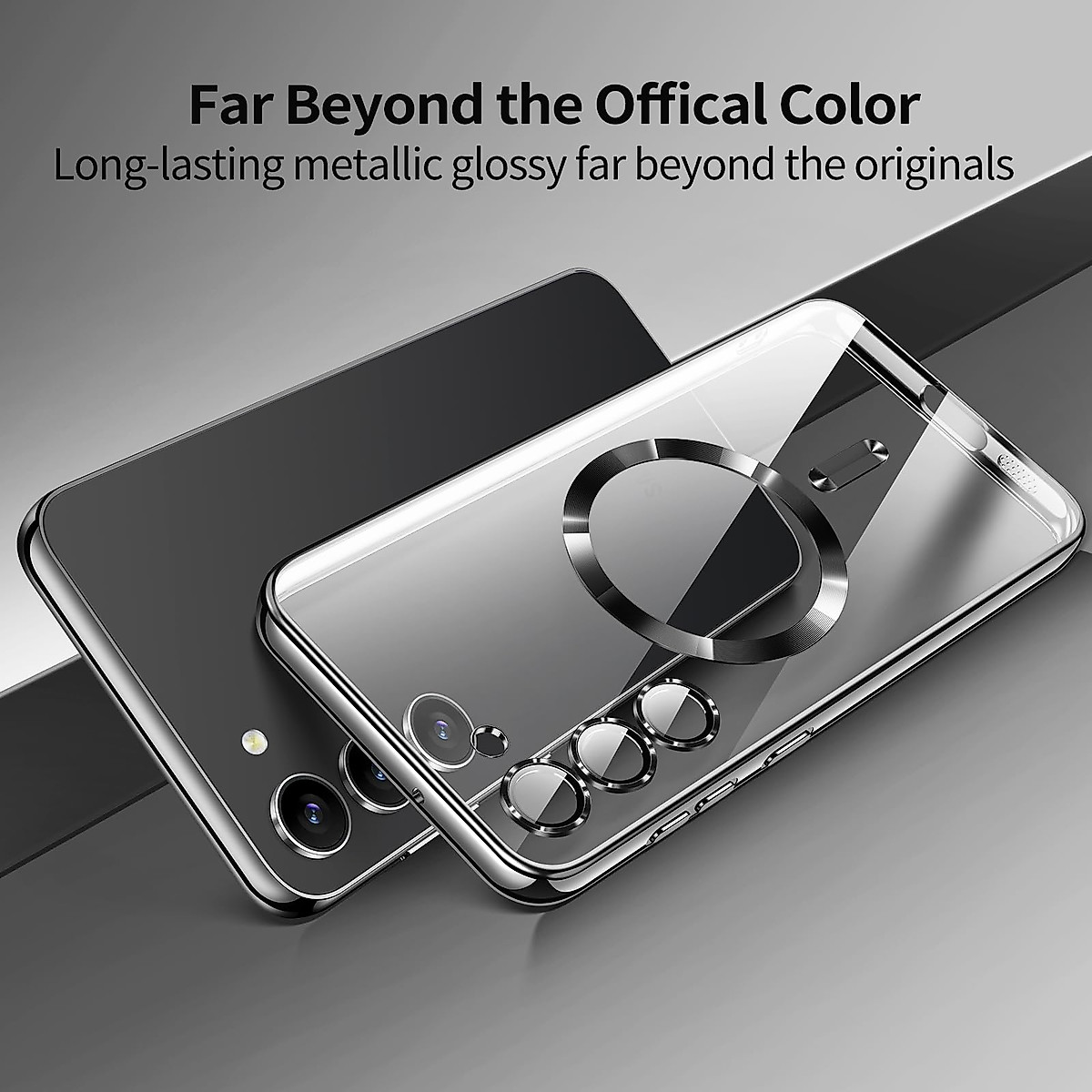 Hurgoer for Samsung Galaxy S23 Plus Case, Covers for S23 Plus .Magnetic Metallic Glossy Slim Clear Luxury Soft Shockproof funda capa para for Galaxy S23 Plus 6.6 inch Compatible with MagSafe (Black)