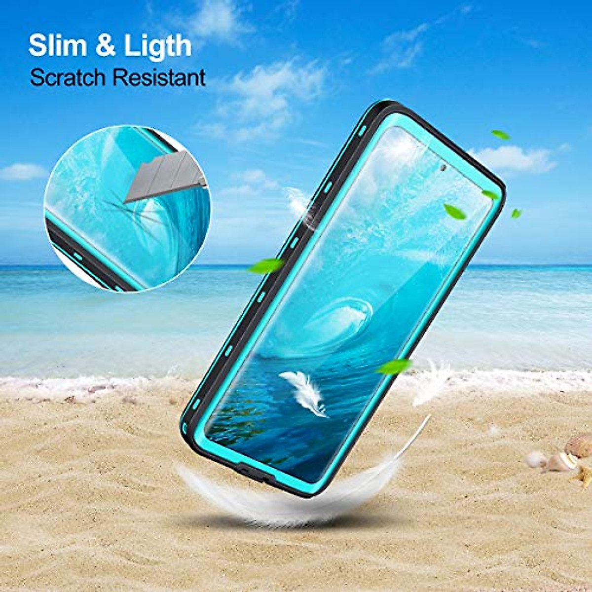 Ezanmull Galaxy S20+ / S20 Plus Case Waterproof with Built-in Screen Protector, Full Body Protection Underwater Shockproof Rugged Anti-Drop Protective Case for Samsung Galaxy S20 Plus 5G (Clear&Teal)