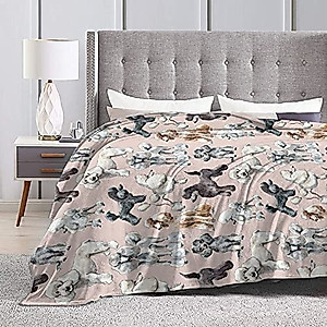 Quicklro Poodles Dogs Flannel Fleece Soft Throw Blanket 60*50inch,Lightweight Microfiber Flannel Fleece Plush Blanket for Bed Sofa Couch All Seasons Black