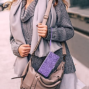 Asuwish Phone Case for OnePlus Nord N200 5G with Screen Protector and Lace Wallet Cover Flip Card Holder Stand Cell Accessories One Plus N 200 G5 1 Plus 200N 1plus One+ 1+ N2005G 2021 Women Men Purple