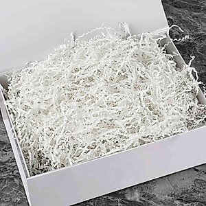 PLINJOY 4 OZ Crinkle Cut Paper Shred Filler for Gift Basket Shredded Confetti Paper Box Stuffing Easter Basket Grass (White)