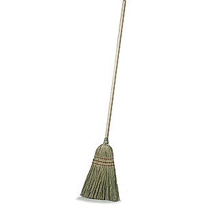Carlisle 4134967 Warehouse Broom with Wood Handle, 10" Bristle Trim, 1" Height, 1" Width, 55" Length, Corn Blend, Natural
