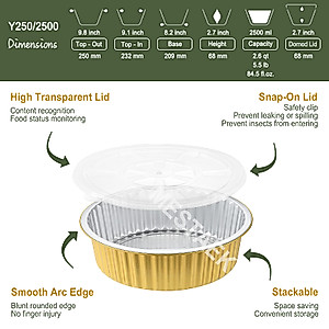 MESTAEK 10" Sturdy Aluminum Foil Pans with Lids (5 Pack), 2X Thicker Heavy Duty Reusable Foil Tin for Cooking Baking