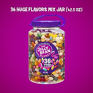 The Jelly Bean Planet 36 Huge Flavors 42.5 oz Jar - Jelly Beans - Chewy Fruit Flavored Candy - Gluten free Snacks - Candy Bulk - Party Gift