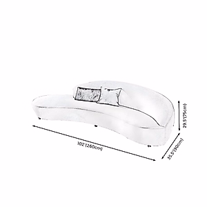 NIUYAO Sofa Couch Velvet Armless Tight Back Curved Sectionals Wear-Resistant Modern Couch for Living Room Bedroom Apartment Office -Light Grey 102.5" L x 35.5" W x 29.5" H